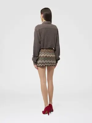 Missoni Mini Skirt In Lamé Viscose With Zig Zag Motif