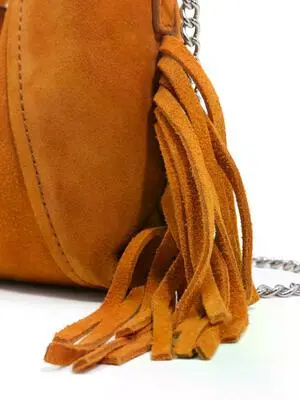 Bimba Y Lola Amber Fringed Suede Micro Paper Bag