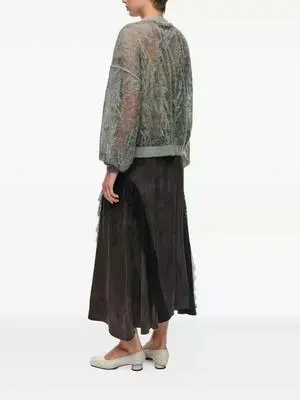 Bimba Y Lola Gray-melange Mohair Openwork Cardigan - Grey
