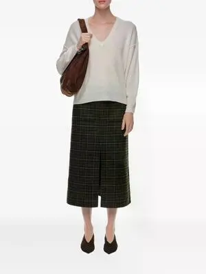 Bimba Y Lola Ivory-grey V-neck Wool Sweater