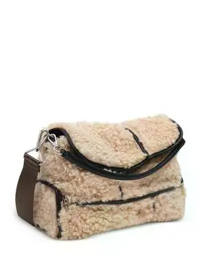 Bimba Y Lola Large Sand Fur Flap Pocket Bag - Neutrals