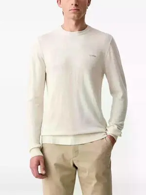 Guess Logo-embroidered Knit Sweater - Neutrals