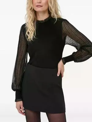 MORGAN Ruffled Long-sleeve Blouse - Black