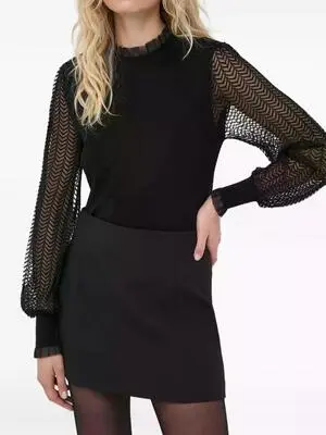 MORGAN Ruffled Long-sleeve Blouse - Black