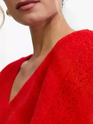 MORGAN V-neck Pointelle-knit Sweater