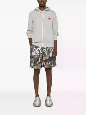 Play Comme Des Garcon Heart-patch Zip-up Hoodie