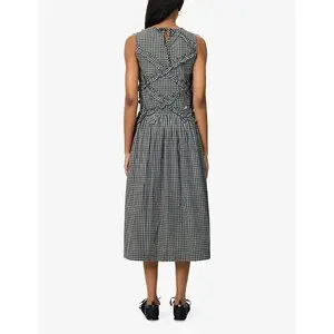 DAMSON MADDER Elora Check-print Cotton Midi Dress