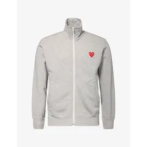Play Comme Des Garcon Heart-appliqué Cotton Track Jacket - Grey