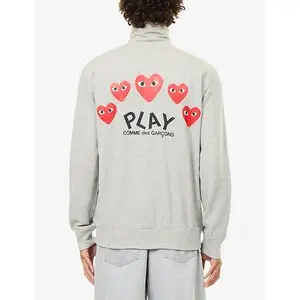 Play Comme Des Garcon Heart-appliqué Cotton Track Jacket