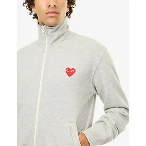 Play Comme Des Garcon Heart-appliqué Cotton Track Jacket