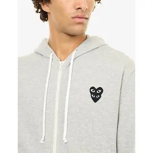 Play Comme Des Garcon Heart-appliquéd Cotton Hoody