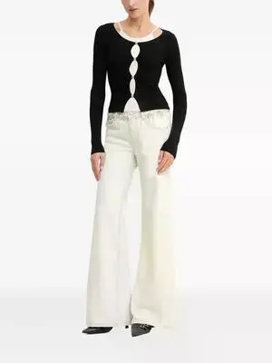 Miss Sixty Faux-pearl Embellished Flared Jeans - Neutrals