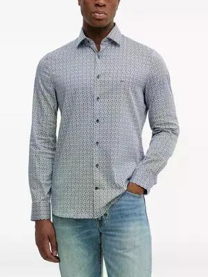 Michael Kors Monogram-print Long-sleeve Shirt - Blue