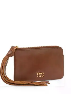 Bimba Y Lola Small Cognac Fringed Leather Coin Purse - Brown