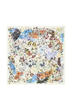 Bimba Y Lola Ivory Floral Collage Background Scarf - Neutrals