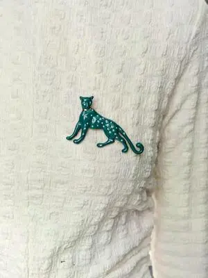 Bimba Y Lola Enameled Panther Brooch With Crystals