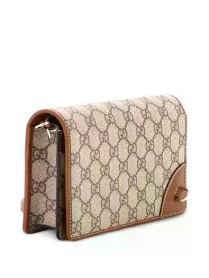 Gucci Emblem Wallet On Strap Gg Coated Canvas Shoulder Bag - Brown