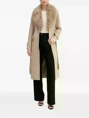 MORGAN Faux-fur Collar Belted Coat - Neutrals