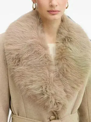 MORGAN Faux-fur Collar Belted Coat