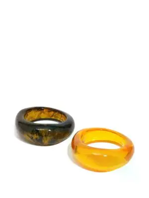 Bimba Y Lola Set Of 2 Olive And Amber-effect Resin Bracelets - Yellow