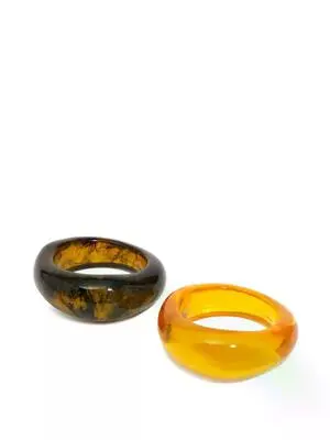 Bimba Y Lola Set Of 2 Olive And Amber-effect Resin Bracelets - Yellow