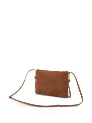 Bimba Y Lola Small Chestnut Suede Clutch Bag