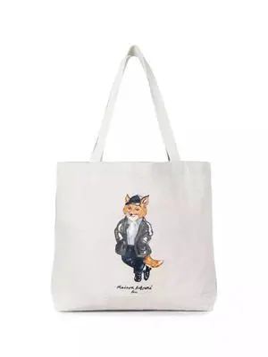 Maison Kitsuné Fox-print Tote Bag - Neutrals