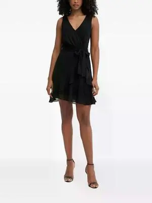 MORGAN Ruffled Wrap-style Mini Dress - Black