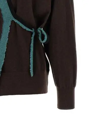 Dries Van Noten Toma' Sweater With Crossed Closure - Brown