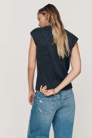 PILCRO Short-sleeve Two-way Zip-front Sweater