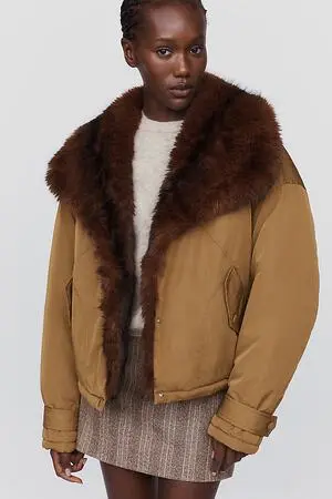 Blanknyc Rotation Faux Fur Led Jacket - Olive
