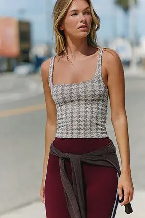 LYREBIRD Renna Square Neck Tank Top - Brown Pattern