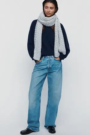 Anthropologie Waffle Knit Scarf - Grey