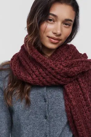 Anthropologie Waffle Knit Scarf Wine