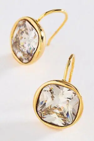 Anthropologie Bezel Cushion French Hook Earrgs - Clear
