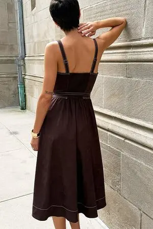 MARE MARE Faux Suede Seamed Midi Dress