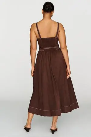 MARE MARE Faux Suede Seamed Midi Dress