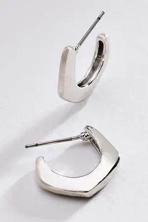 Anthropologie Square Flat Hoop Earrgs Silver