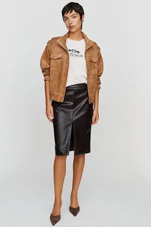 Bardot Rheba Faux Leather Pencil Skirt - Deep Plum