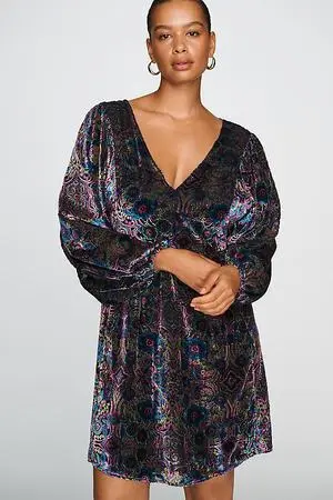 Anthropologie Burnout Velvet Mi Dress