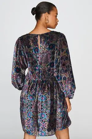 Anthropologie Burnout Velvet Mi Dress