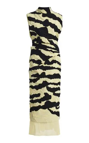 Proenza Schouler Maila Tiger Crinkle Intarsia Midi Dress - Stripe