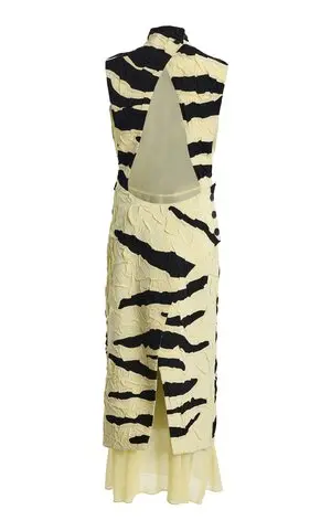 Proenza Schouler Maila Tiger Crinkle Intarsia Midi Dress - Stripe