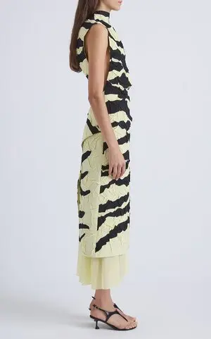 Proenza Schouler Maila Tiger Crinkle Intarsia Midi Dress - Stripe