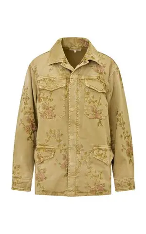 LoveShackFancy Ariselle Embroidered Cotton Jacket - Olive
