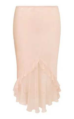 LoveShackFancy Lucinde Silk Midi Skirt - Light Pink