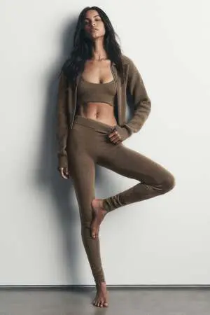 Alo Yoga Cashmere High-waist Eternity Legging - Java Brown Heather