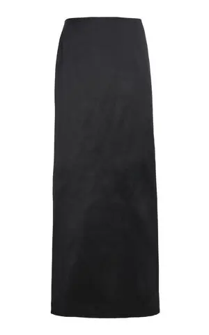 COLLEEN ALLEN Straight Silk Duchesse Maxi Skirt - Black