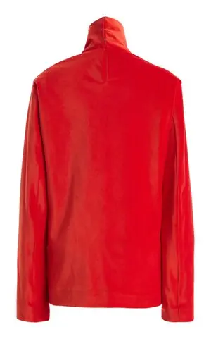COLLEEN ALLEN Cotton Velvet Turtleneck Top - Orange