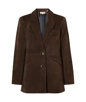 Veronica Beard Maci Dickey Paneled Suede Blazer - Brown